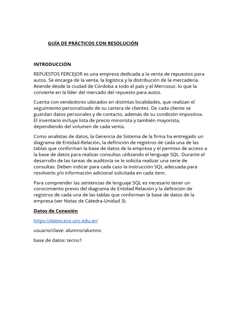 Guía de prácticos SQL 2024 - Con soluciones para PUBLICAR | PDF | SQL ...