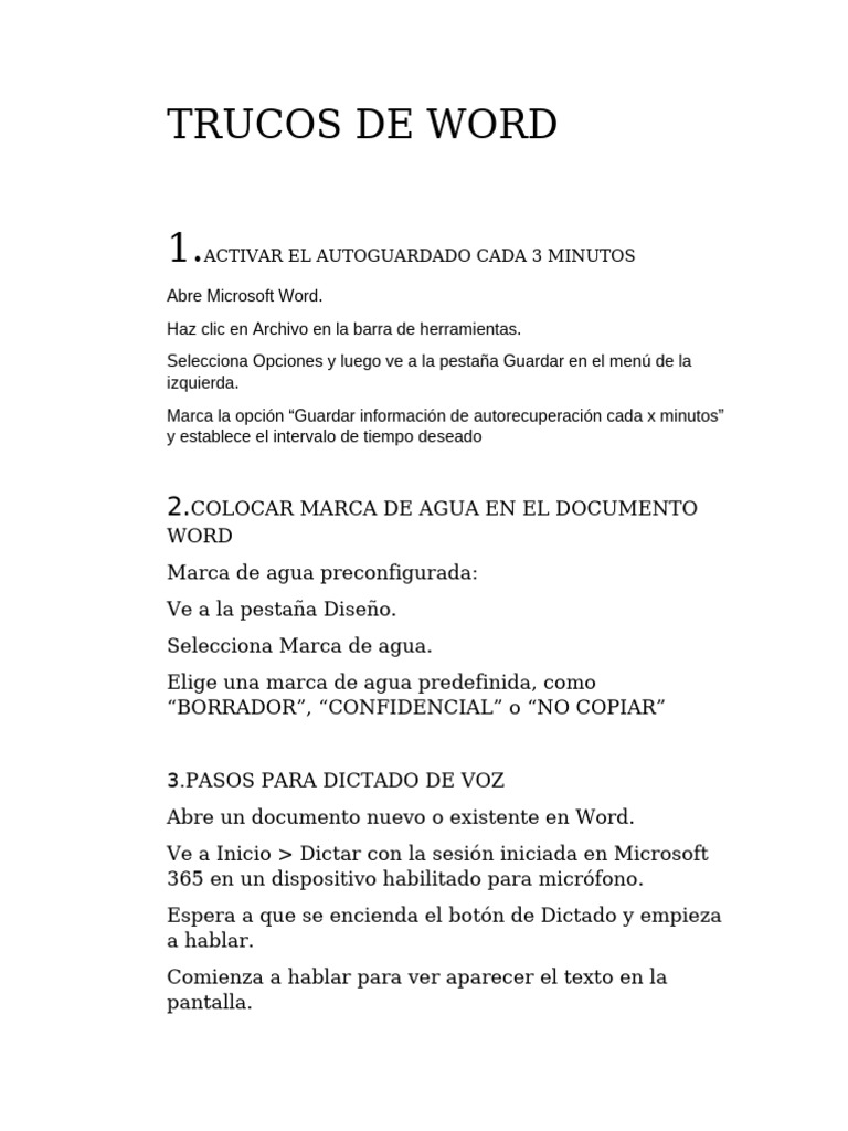 Trucos Esenciales de Word | PDF | Microsoft Word | Archivo de computadora