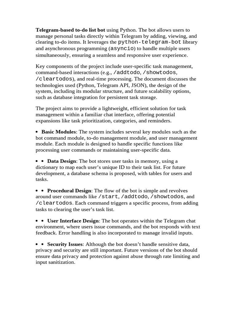 Telegram bot | PDF | Databases | Modular Programming