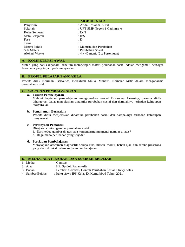 Modul Ips Tema 1 KLS Ix | PDF