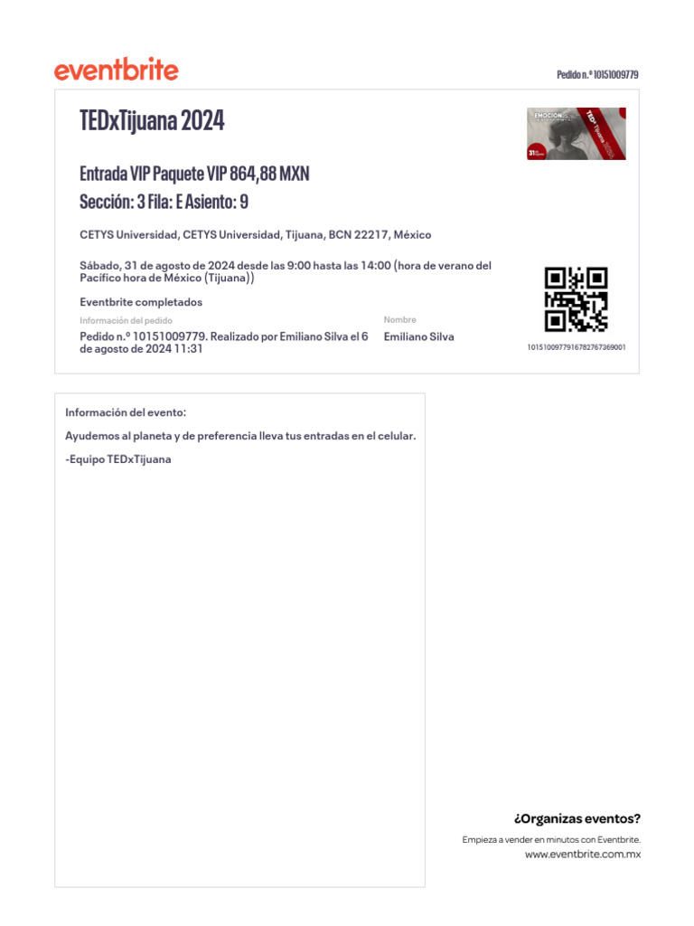 Boletos Tedx 2024 | PDF