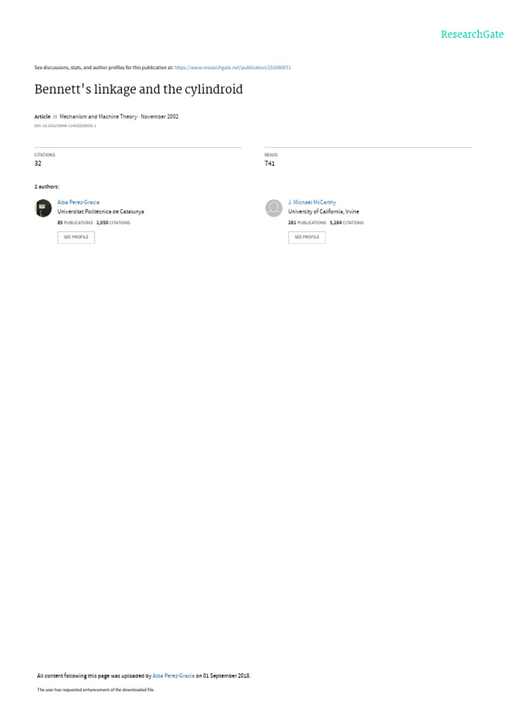 Bennetts_linkage_and_the_cylindroid | PDF | Coordinate System | Angle