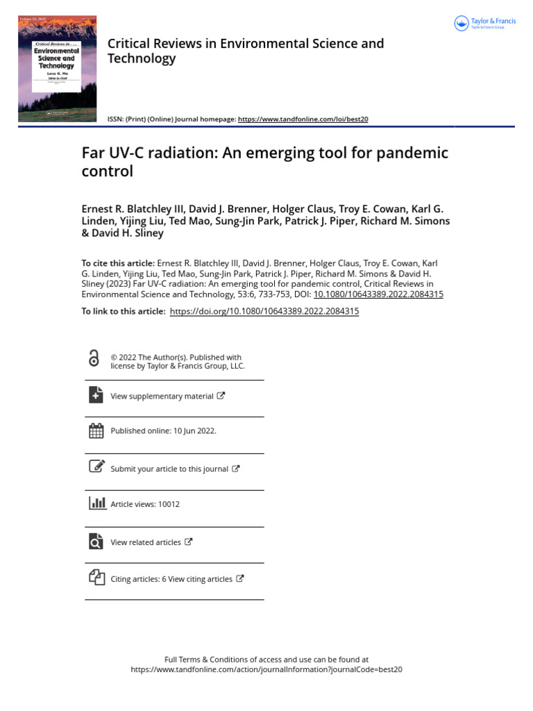 Far UV-C Radiation An Emerging Tool For Pandemic Control | PDF ...