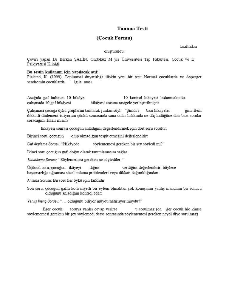 FauxPas Child Turkish | PDF