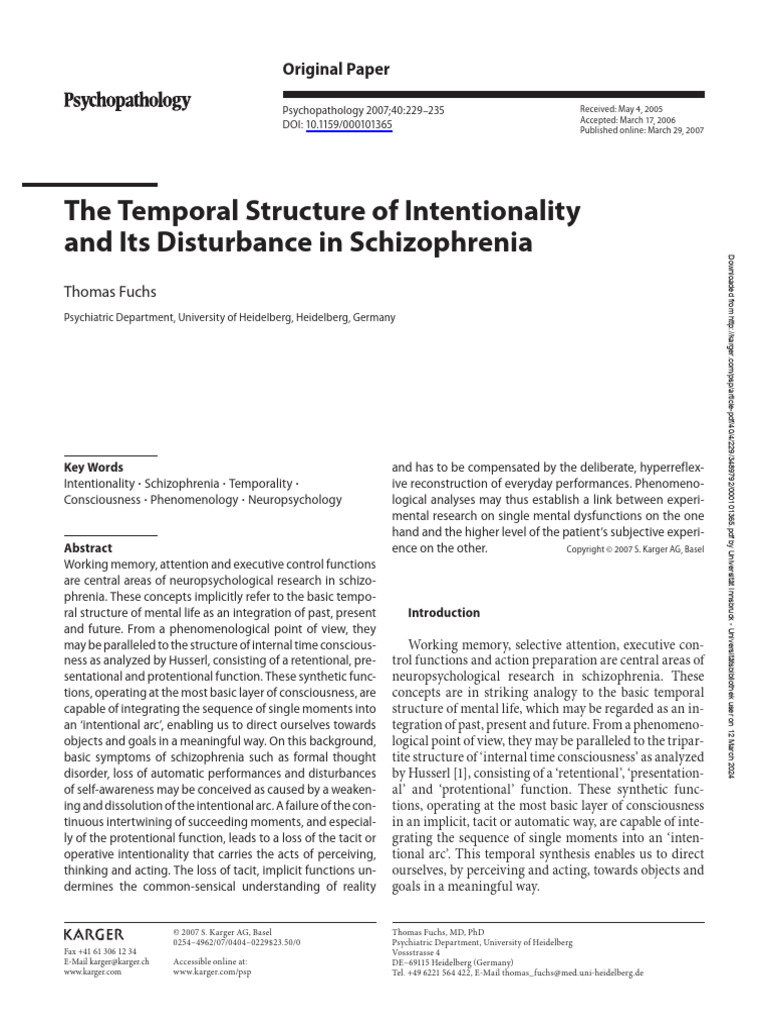 Fuchs T. (2007) - The Temporal Structure of Intentionality and Its Disturbance in Schizophrenia ...