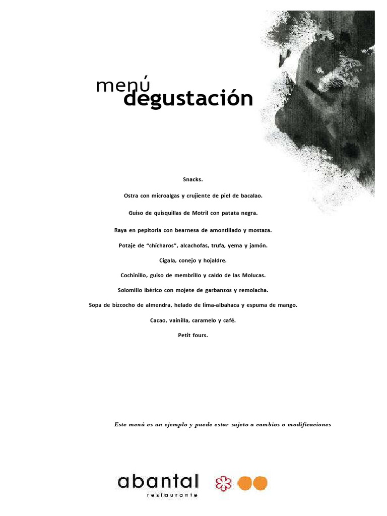 Abantal Menu Degustacion | PDF