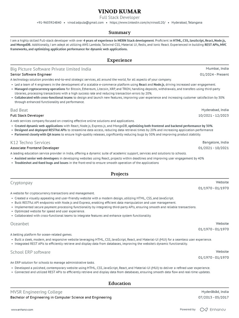 Vinodkumarresume Pdf Websites Java Script