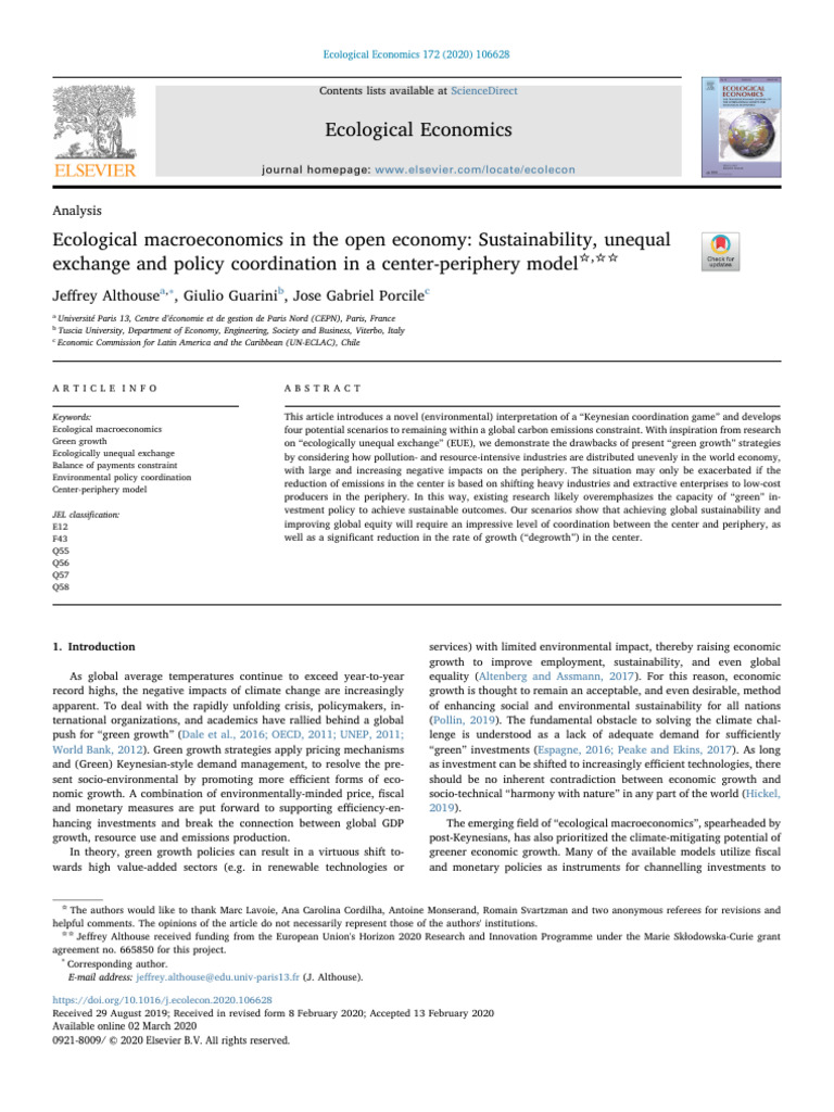 Center Periphery Macro Model | PDF | Sustainability | Green Growth