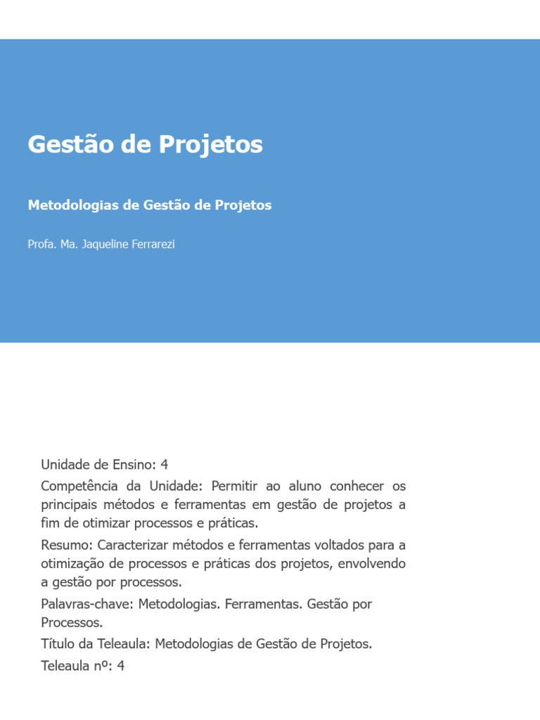 Gestão de projetos | PDF | Planejamento estratégico