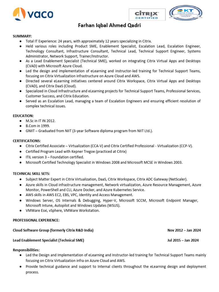 Farhan Qadri | PDF | Citrix Systems | Computer Engineering