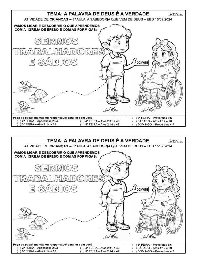 3a Aula - Atividade2 - CRI - A Palavra de Deus e A Verdade - A Sabedoria Que Vem de Deus ...