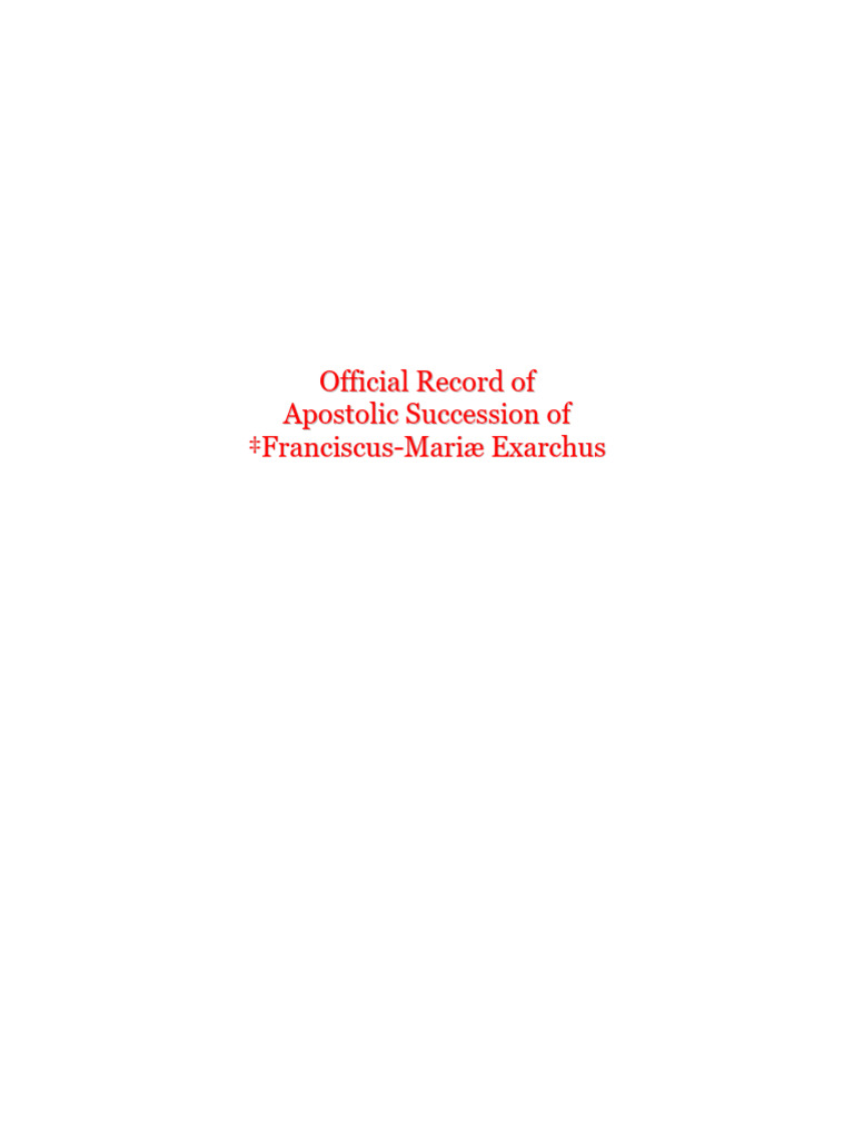 Apostolic Succession of F. Francis-Maria | PDF | Catholic Church ...