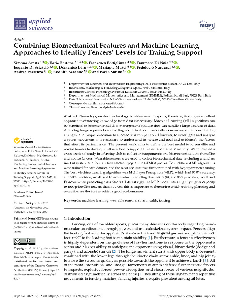 Combining Biomechanical Features and Mac | PDF | Motor Coordination ...