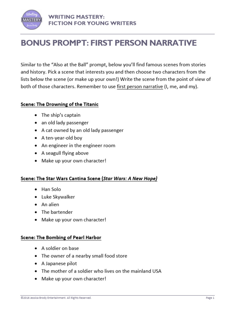 BONUS_PROMPT_-_Multiple_First_Person_Narrative | PDF