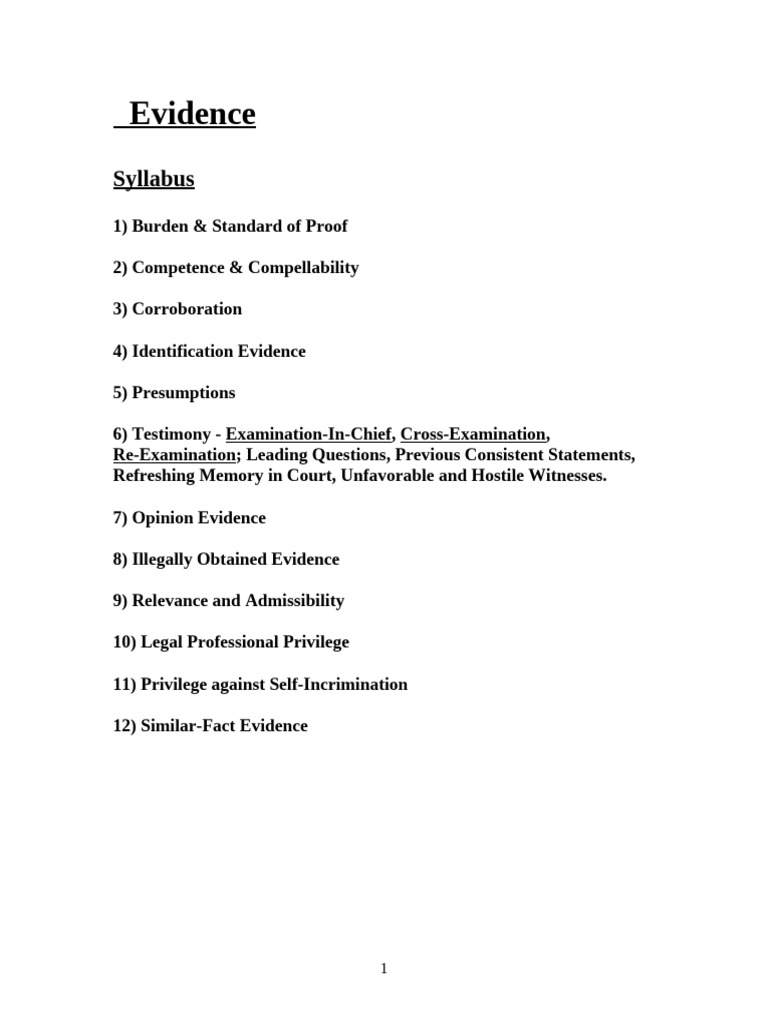 Evidence LS | PDF | Burden Of Proof (Law) | Insanity Defense