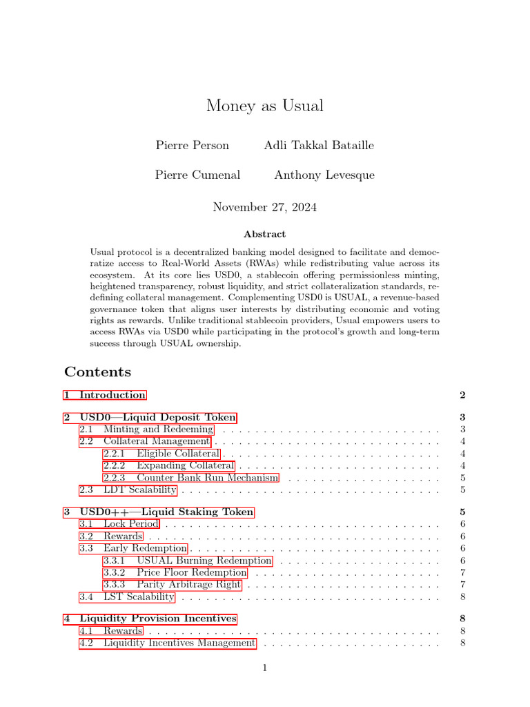 Usual Whitepaper | PDF | Governance | Risk