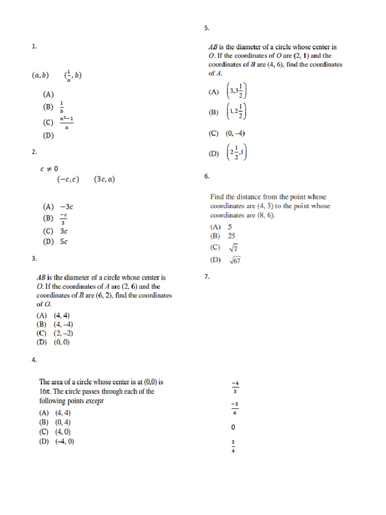 Coordinate Geometry Slope Problems | PDF