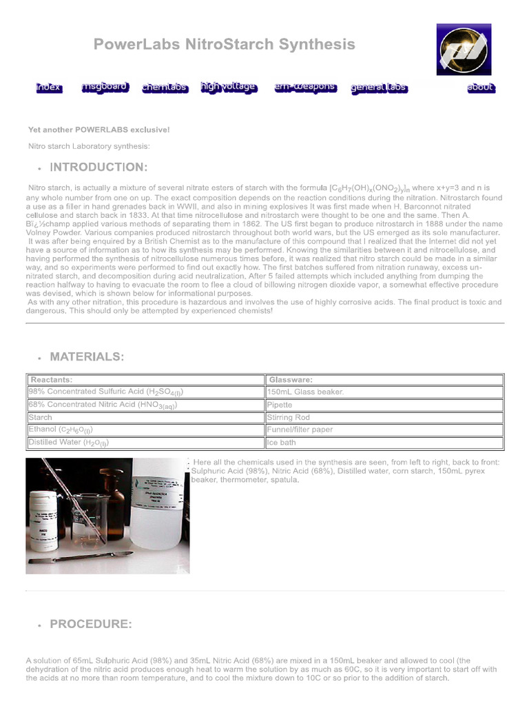 PowerLabs Nitro Starch Synthesis | PDF