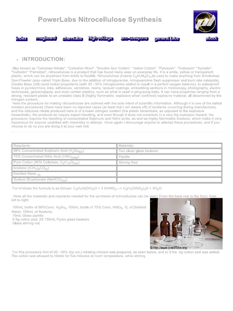 Nitrocellulose synthesis by POWERLABS! | PDF