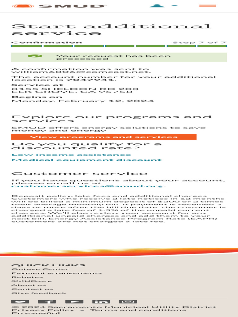 Start Additional Service Smud.org | PDF