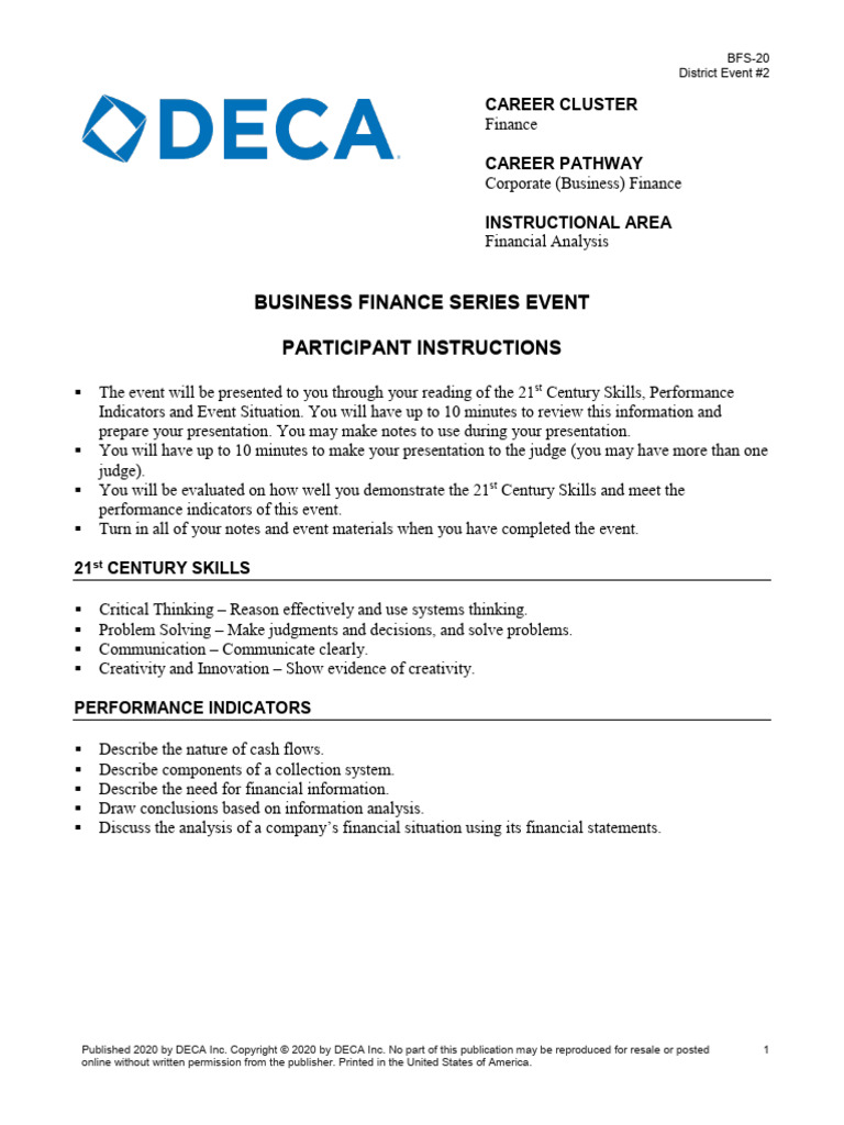 DECA BFS 2020 Regionals 2 | PDF | Critical Thinking | Business