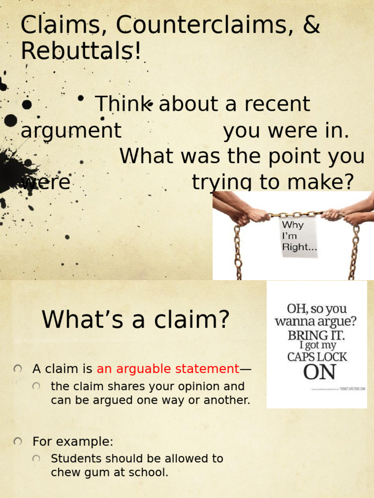EXAMPLE Claims CounterClaims Refutations Rebuttals | PDF