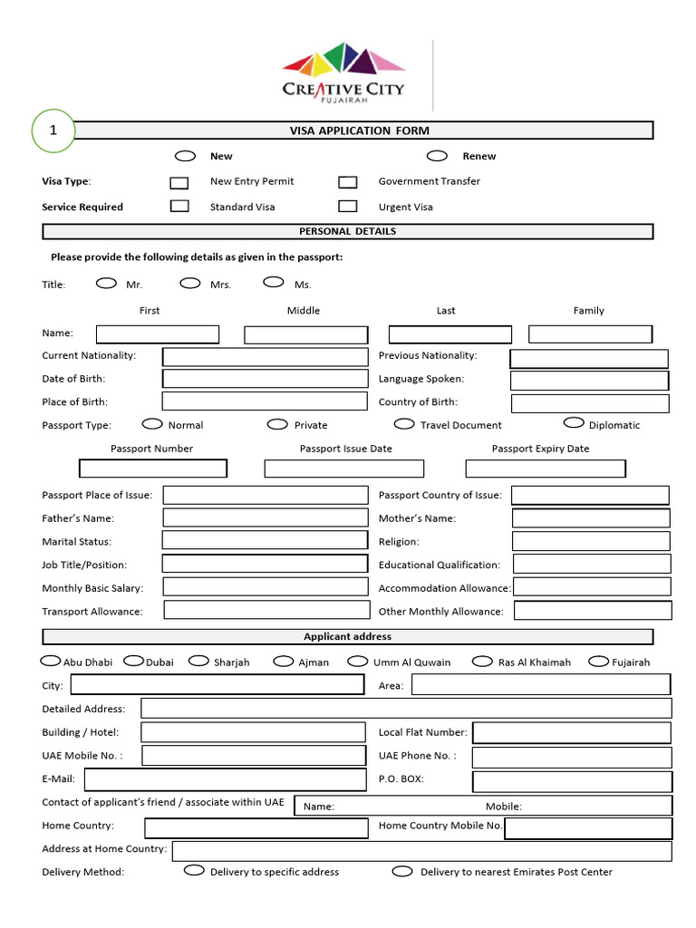 GM Visa Application Form | PDF | United Arab Emirates | Government And ...