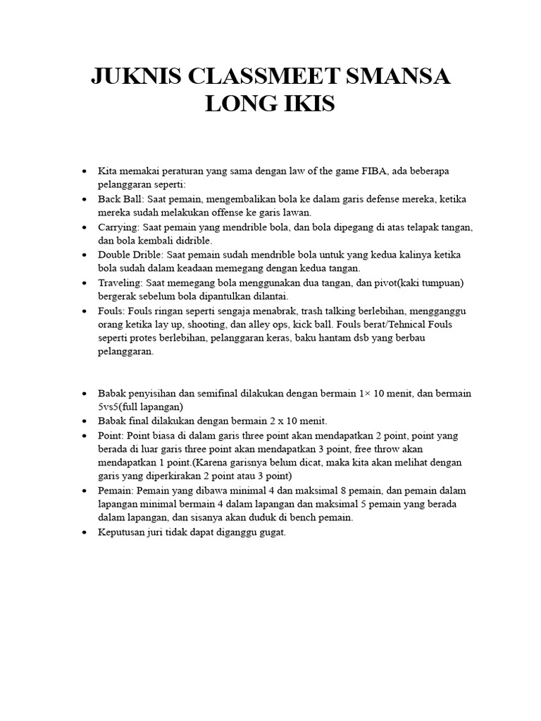 Juknis Classmeet Smansa Long Ikis028 | PDF
