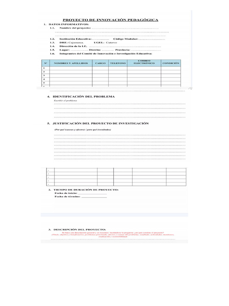 Esquema de Proyecto de Aprendizaje | PDF