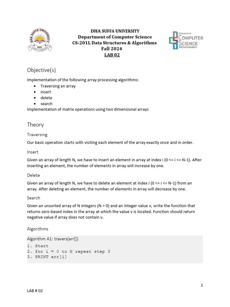 Dsa Lab 02 2024 Pdf Algorithms Theoretical Computer Science 6598