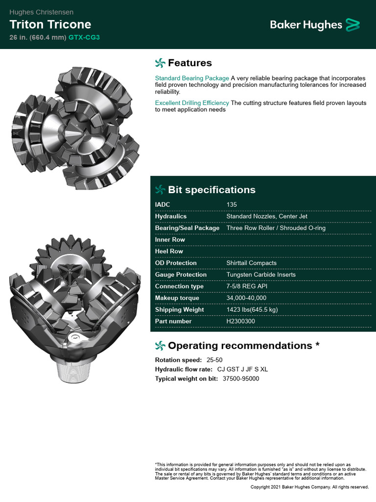 26in Gtx-cg3 Iadc 135 Style Sheet | PDF