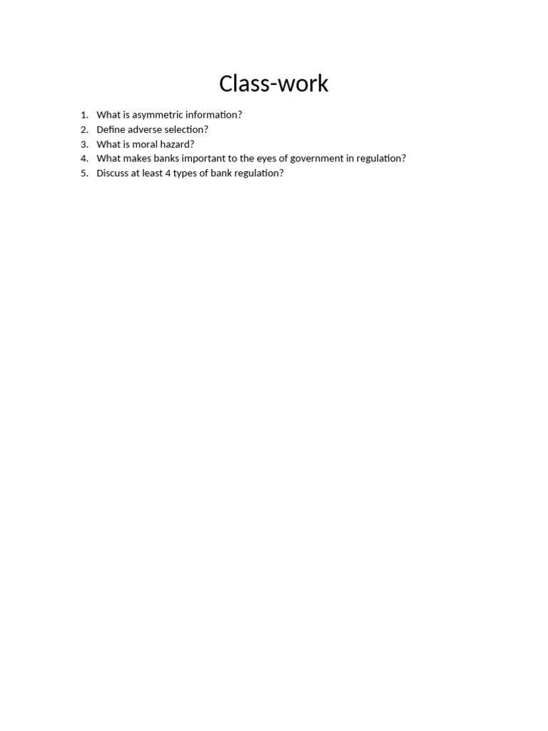Asymmetric Info & Bank Regulation | PDF