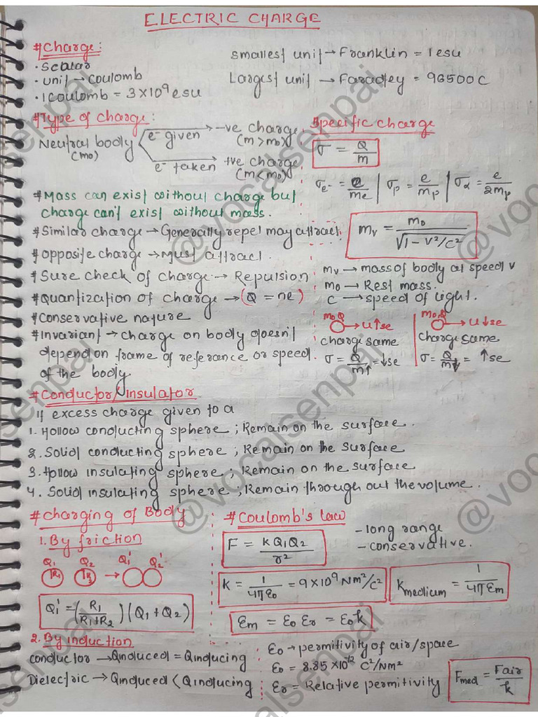 normal_ELECTRIC_CHARGES_AND_FIELD_QUICK_REVISION_SHEET_PHYSICS | PDF
