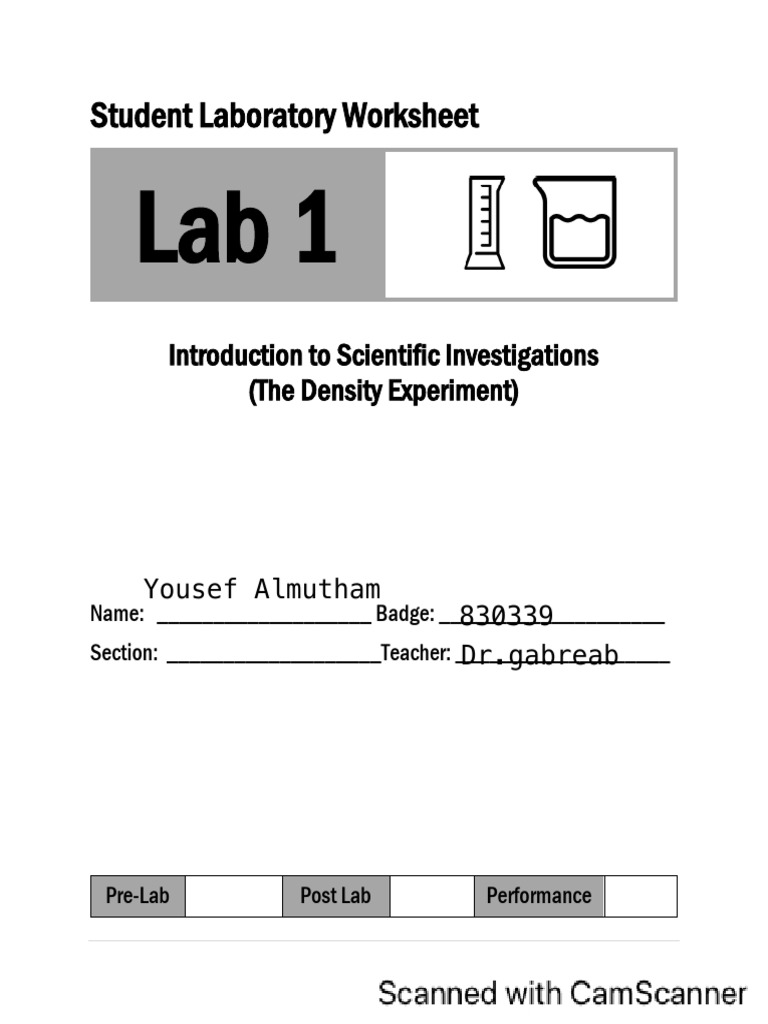 01 Introduction To Scientific Investigation (Density Experiment) Post ...