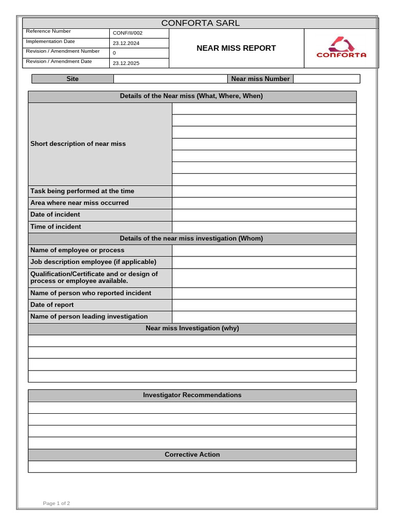 CONF - Near Miss Report | PDF