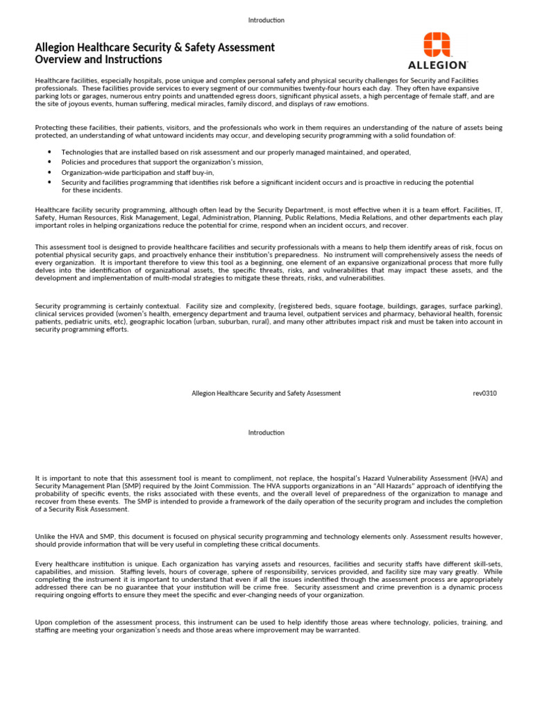 Healthcare Security Assessment Tool | PDF | Patient | Emergency Department