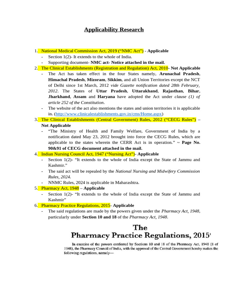 Applicability of Acts in Maharashtra | PDF | Health Care | Government ...