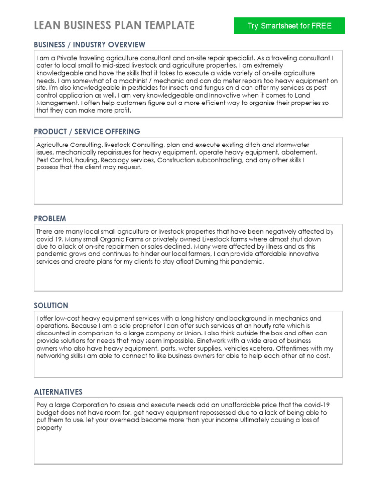 IC Lean Business Plan 10920 - PDF | PDF | Farms | Agriculture