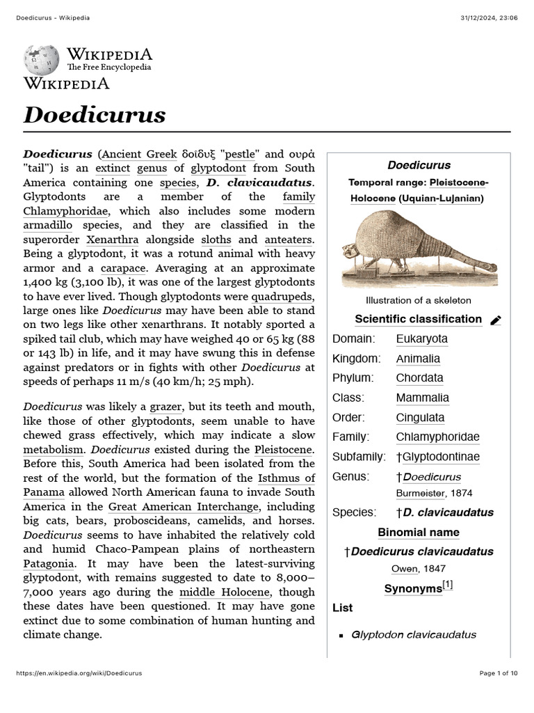 Doedicurus | PDF
