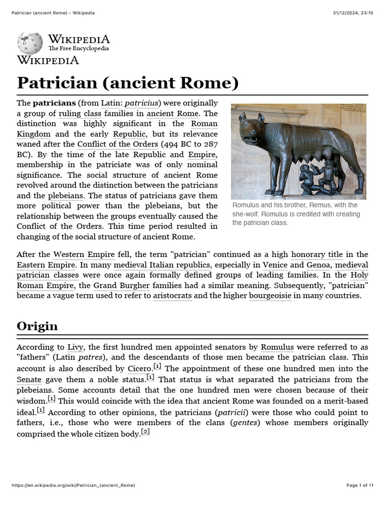 Patrician (ancient Rome) | PDF | Ancient Europe | Classical Antiquity