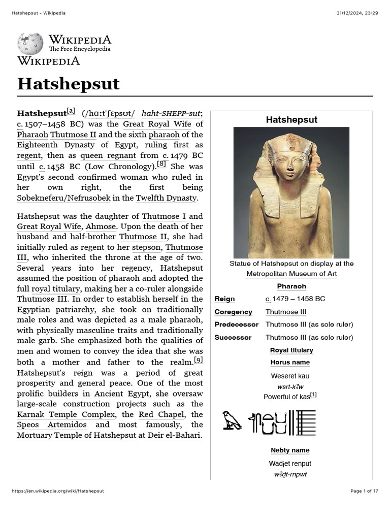 Hatshepsut | PDF | Hatshepsut | Ancient Egyptian Religion