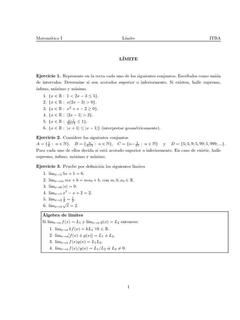 TP 1 Limite 1ro 2015 | PDF | Álgebra abstracta | Funciones y mapeos