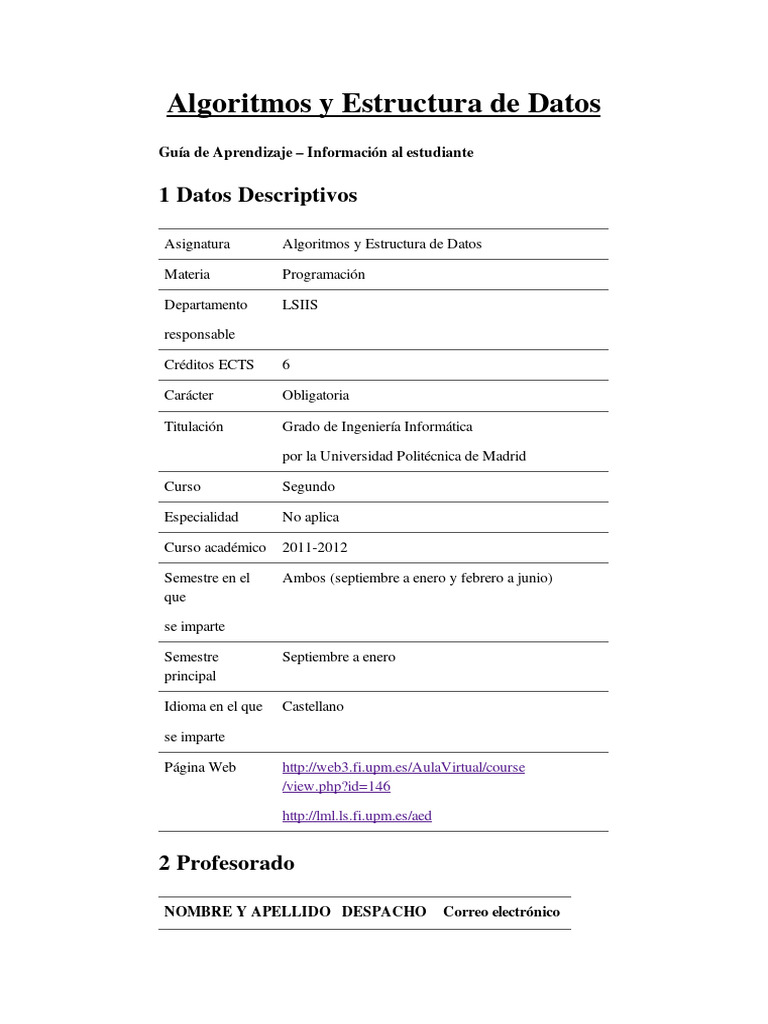 Guia Algoritmos y Estructura de Datos | PDF