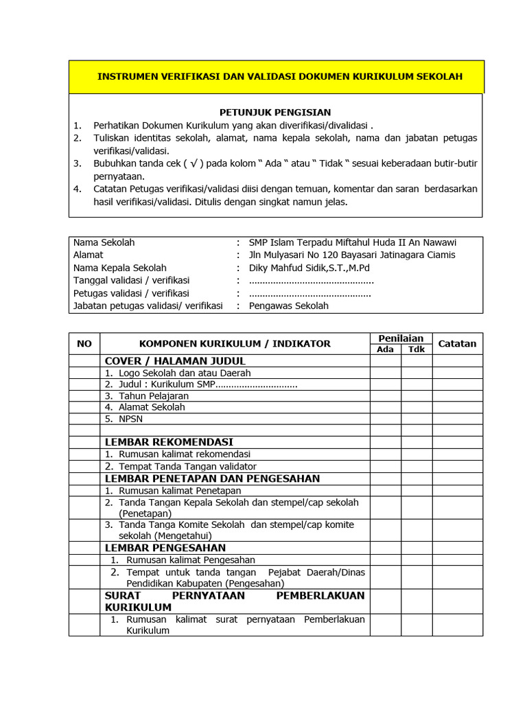 INSTRUMEN VERIFIKASI DAN VALIDASI KSP 2024[1] | PDF