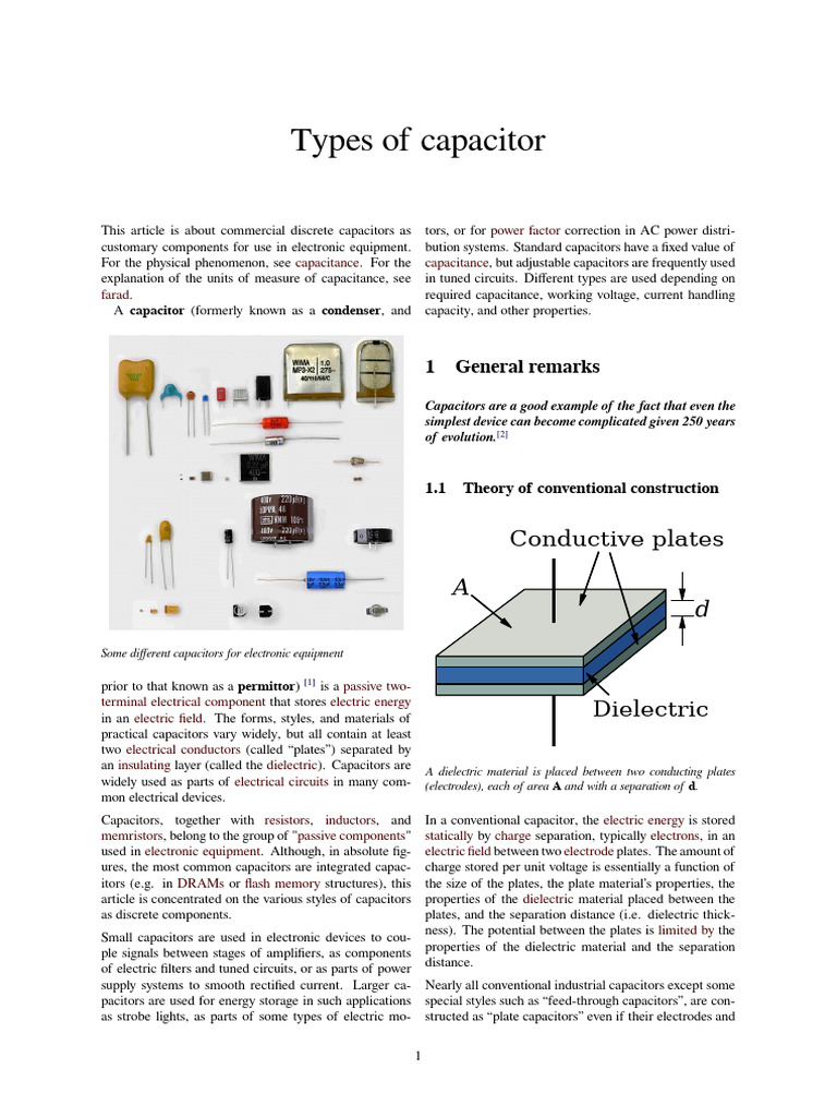 Types of capacitor | PDF | Capacitor | Dielectric
