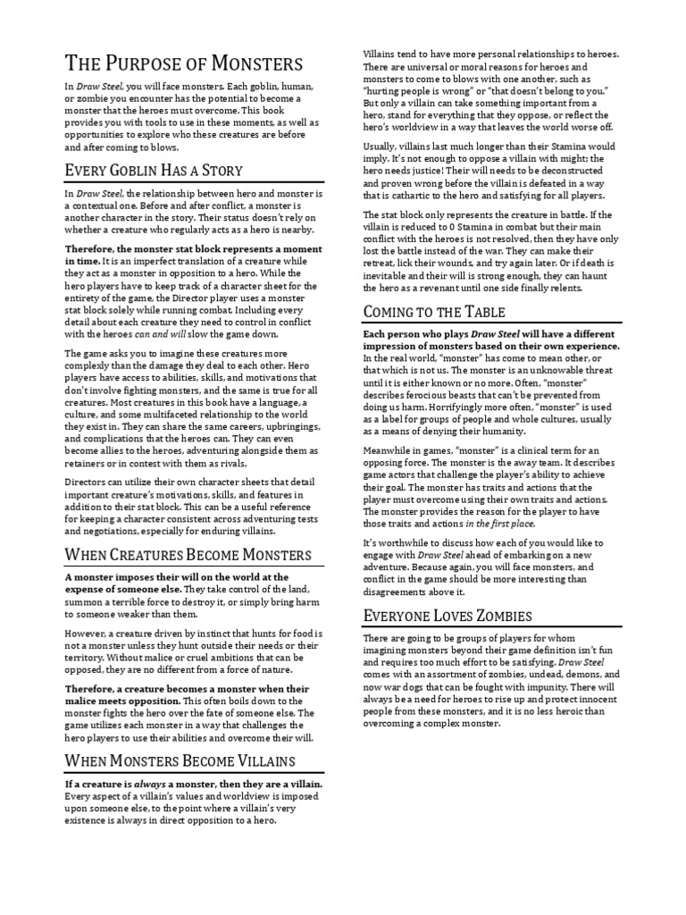 MCDM RPG Monsters Manuscript Backer Packet 2 | PDF | Monsters | Hero