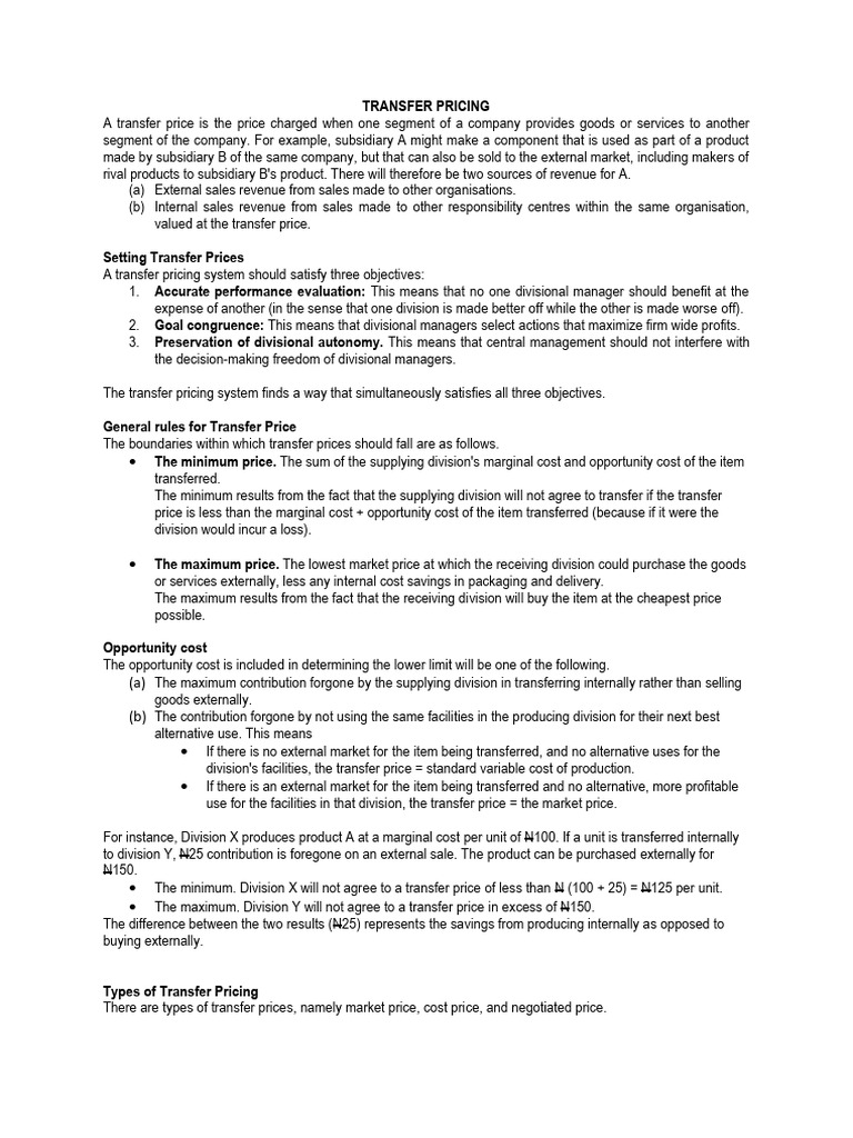 Transfer Pricing-1 | PDF | Prices | Pricing