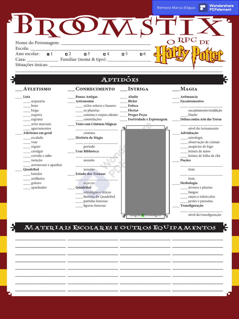 Broomstix Ficha Editavel | PDF