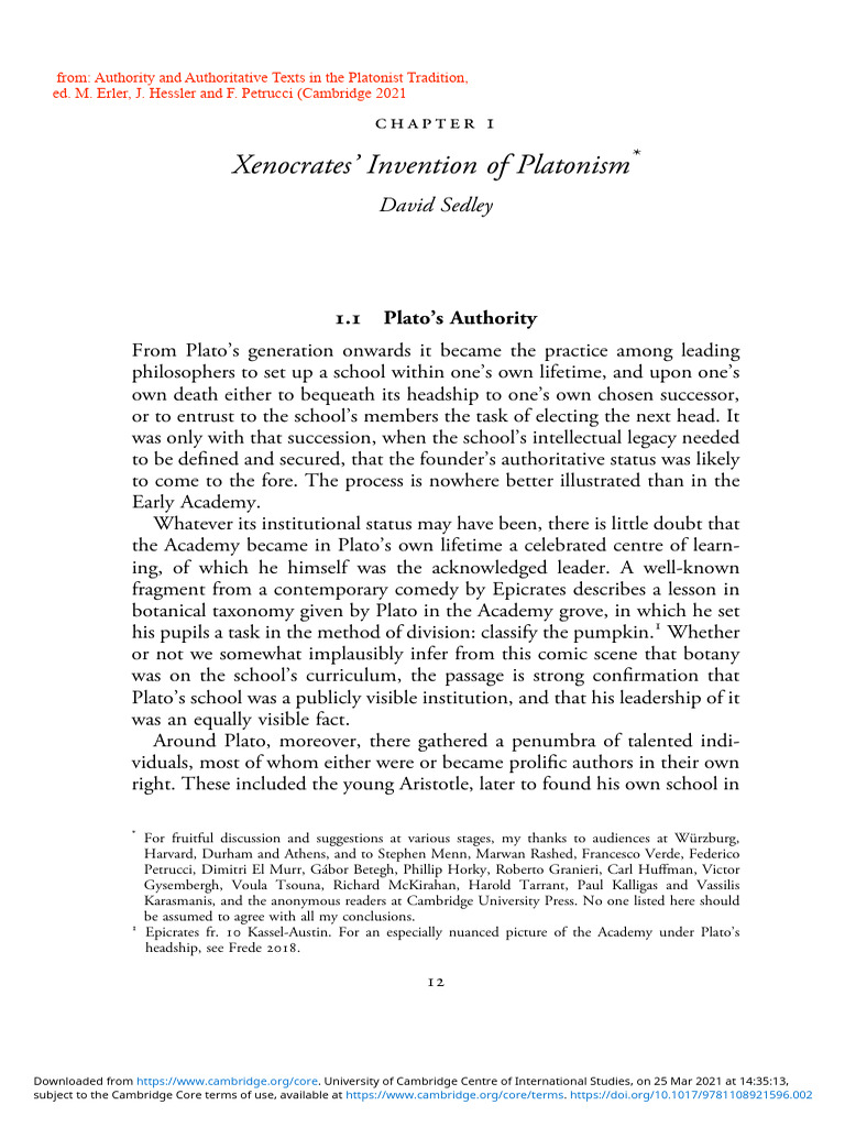 Xenocrates Invention of Platonism | PDF | Plato | Aristotle