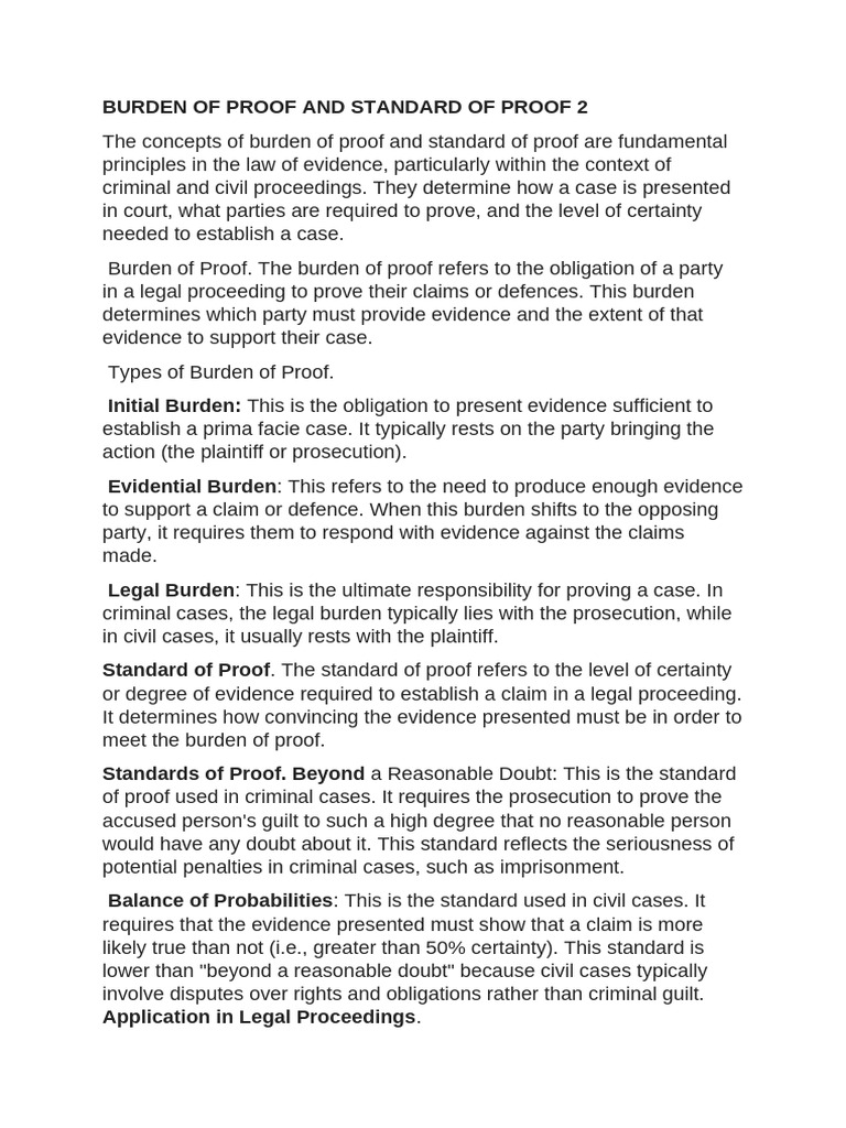 Burden of Proof in Legal Proceedings | PDF | Burden Of Proof (Law ...